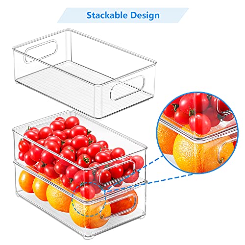 Kapebow Kitchen Storage Organizer Bins - Home Pantry Organizers 6pcs Refrigerator Organizer Bins Plastic Fridge Freezer Containers Cabinets Bin BPA Free Clear Plastic Pantry Storage Racks