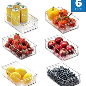 Kapebow Kitchen Storage Organizer Bins - Home Pantry Organizers 6pcs Refrigerator Organizer Bins Plastic Fridge Freezer Containers Cabinets Bin BPA Free Clear Plastic Pantry Storage Racks