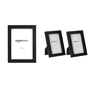 amazon basics photo picture frame - 5" x 7", black - pack of 2 & photo picture frame - 4" x 6", black - pack of 2