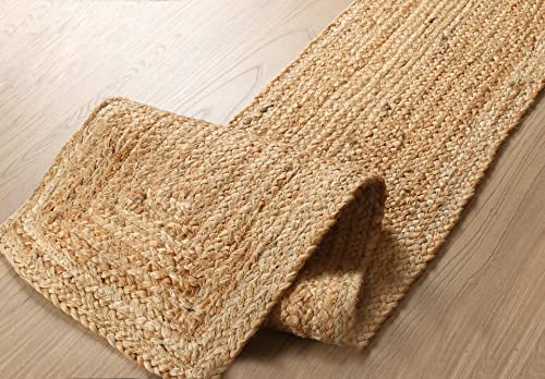 Reversible Jute Braided Table Runner, Farmhouse Jute Burlap Table Runner, Natural Jute Braided Table Runner, Organic Eco-Friendly Rustic Vintage Dining Table Runner- 13x72 Inch - Natural