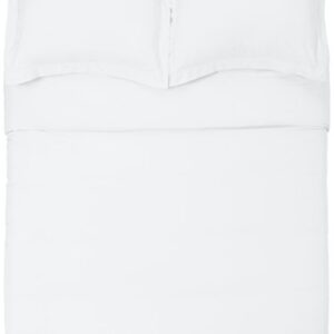 Amazon Basics Light-Weight Microfiber Duvet Cover Set W/Snap Buttons -Full/Queen, Bright White & Lightweight Super Soft Easy Care Microfiber Sheet Set with 16 inch Deep Pockets - Queen, Bright White