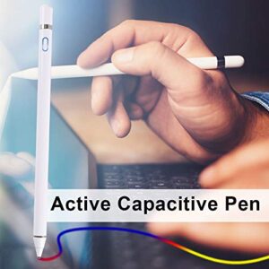 Active Stylus Pen Compatible with Apple,Stylus Pens for Touch Screens,1.5mm Fine Point Digital Pen,Rechargeable Stylus for iPad/iPad Pro/Air/Mini/iPhone/Samsung/Tablet Drawing&Writing (White)