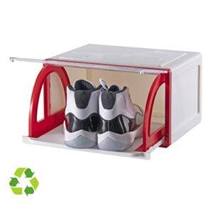 abteco sneaker storage box shoes organizer stackable magnetic drawer side open