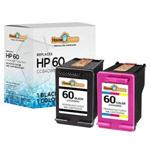 houseoftoners remanufactured ink cartridge replacement for hp 60 for hp deskjet d1660 d2645 d5560 f2400 f4200 f4400 photosmart c4600 c4680 c4700 (1 black, 1 color, 2 pack)