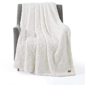 UGG 10483 Adalee Soft Faux Fur Reversible Accent Throw Blanket Luxury Cozy Fluffy Fuzzy Hotel Style Luxurious Home Decor Soft Luxurious Blankets for Couch, 70 x 50-Inch, Natural