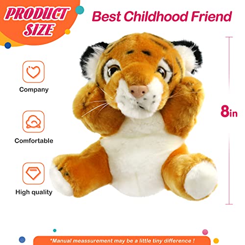 SpecialYou Tiger Hand Puppet Zoo Animal Puppets Jungle Friends Plush Toy for Imaginative Play, Storytelling, Teaching, Preschool & Role-Play, 8’’