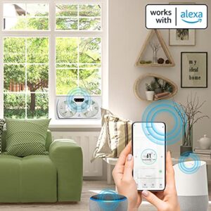 ASPEN Smart Window Dual Fan | WiFi App Controlled 3 Speed + Multi-Function Detachable Blades Easy Clean Reversible Air Flow Twin Window Fan | Compatible with Alexa, Google Assistant