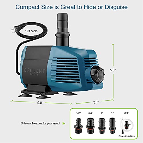 OPULENT SYSTEMS 1100GPH 92W Submersible Pump (4125L/H) Ultra Quiet Water Pump with 10FT Long Power Cord for Fish Tank, Pond, Aquarium, Statuary and Hydroponics