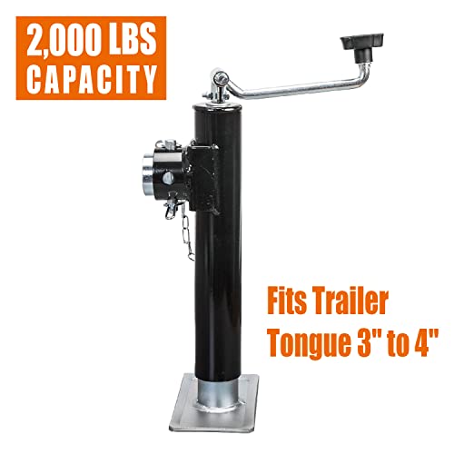 TCE 2000 LBs Capacity Weld on Pipe Mount Swivel Trailer Jack, ATR39003U , Black