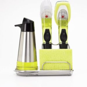 OXO Good Grips Stainless Steel Easy Press Dispenser & Good Grips Stainless Steel Sink Caddy