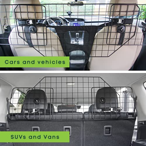 COLETA Dog Car Barrier for SUVs & Vehicles - Adjustable Large Pet Barrier with Bonus Guard Mesh for Full Coverage. Heavy-Duty, Universal-Fit Easy Install-Removal Divider for Pet Car Safety