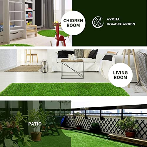 AYOHA 3 FT x 8 FT Artificial Grass, Realistic Fake Grass Deluxe Synthetic Turf Thick Lawn Pet Turf, Indoor/Outdoor Landscape, Easy to Clean with Drain Holes, Non-Toxic, High Density, 35mm