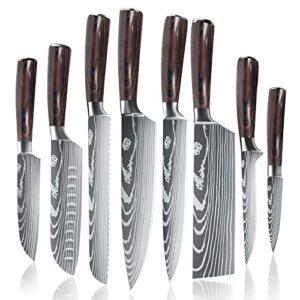 dfito kitchen chef knife sets, 3.5-8 inch set boxed knives 440a stainless steel ultra sharp japanese knives, 8 pieces knife sets for professional chefs