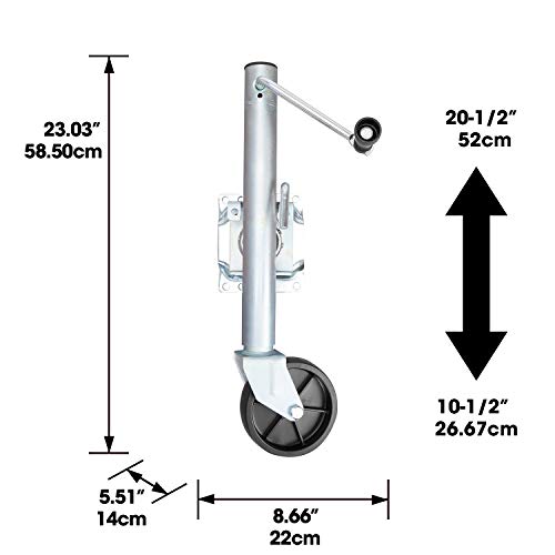 Torin 1000 LBs Capacity Swivel Boat Trailer jack Single Wheel 6-Inch,Bolt on Boat Tongue trailer jack ATR39001B