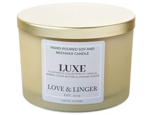 luxury candle | luxe candles | soy & beeswax candles for home | 16 oz. large jar 3 wick candle | unique candles | candle gift for women | bridesmaid candle gift