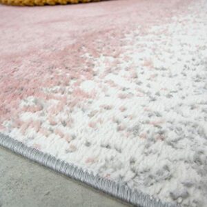 Pink and Gray Ombre Striped Rug Distressed Blush Graphite Block Silver Living Room Area Bedroom Hallway Rugs 6'2" x 9'2"