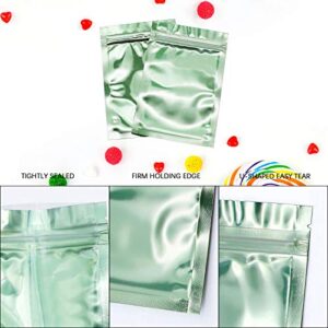 100 Counts Resealable Smell Water Proof Bags Foil Pouch Bag Flat Ziplock Bag with Clear Window for Party Favor Food Storage Gifts Bags Goodie Bag Green 4 x 6 Inches