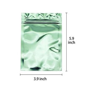 100 Counts Resealable Smell Water Proof Bags Foil Pouch Bag Flat Ziplock Bag with Clear Window for Party Favor Food Storage Gifts Bags Goodie Bag Green 4 x 6 Inches