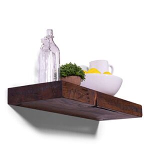 DAKODA LOVE Floating Shelves | Chunky White Pine | Rugged Distressed | Premium Craftsman Quality | 3 Inch Thick | Easy Hidden Bracket Wall Mount | 200 Pound Weight Capacity (Bourbon, 36" L x 11.5" D)