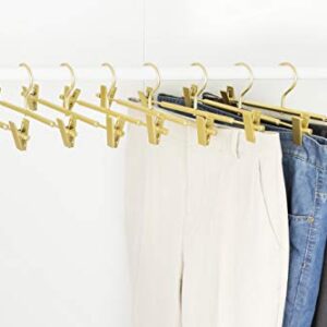 Amber Home Premium Matte Gold Aluminum Pants Hangers 10 Pack, 12.2” Extra Smooth & Durable Metal Skirt Slack Hanger, Light & Sturdy Metal Rack for Trouser with 2-Adjustable Non Slip Clips Swivel Hook