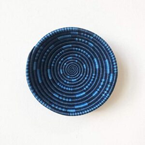 small african basket: ramba/rwanda basket/woven bowl/sisal & sweetgrass basket/blues