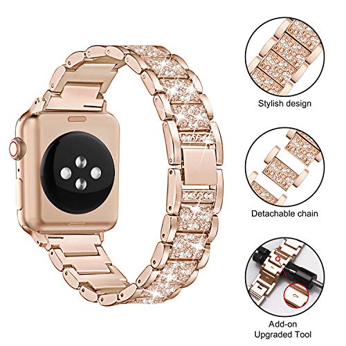 Mesime Compatible for Apple Watch Band with Screen Protector Case, Jewelry Replacement Band 45mm 44mm 42mm 41mm 40 mm 38mm 2 Pack Bling Protective Cover for iWatch Series 8/7/6/5/4/3/2/1/SE Women