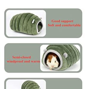 FOUUA Guinea Pig Bed, Hedgehog Hamster Hideout Warm House with Bed Mat, Cotton Caterpillar Shape Small Animals Habitat Supplies for Chinchilla, Hamster, Sugar Glider, Squirrel, Bearded Drago