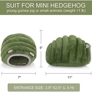 FOUUA Guinea Pig Bed, Hedgehog Hamster Hideout Warm House with Bed Mat, Cotton Caterpillar Shape Small Animals Habitat Supplies for Chinchilla, Hamster, Sugar Glider, Squirrel, Bearded Drago