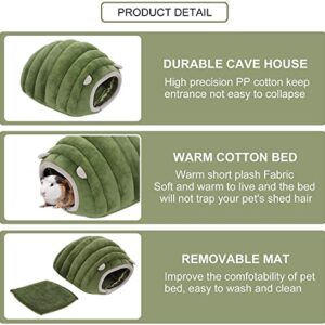 FOUUA Guinea Pig Bed, Hedgehog Hamster Hideout Warm House with Bed Mat, Cotton Caterpillar Shape Small Animals Habitat Supplies for Chinchilla, Hamster, Sugar Glider, Squirrel, Bearded Drago