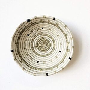 african basket- kanama/rwanda basket/woven bowl/sisal & sweetgrass basket/white, black, sweetgrass