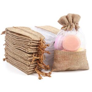 ccinee 12pcs burlap drawstring gift bag,organza treat bag pouch for wedding baby shower party favor supply,5 x 7 inch