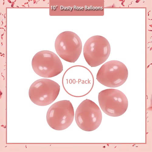 100PCS Rosewood Latex Dusty Rose Mauve Pink Balloon Bouquet Arch Garland Backrop for Kids Party Boho Baby Shower Wedding Bridal Shower Birthday Decoration