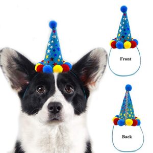 IDOLPET Dog Birthday Boy Bandana Hat Toy Set Pet Happy Birthday Party Supplies Triangle Bibs with Cute Bone Dog Birthday Scarf Accessories and Decoration for Doggy Large Dog – Blue…