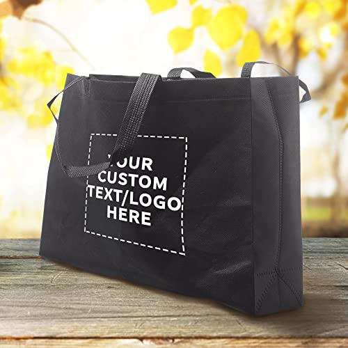 DISCOUNT PROMOS Jumbo Sized Tote Bags Set of 100, Bulk Pack - Grocery, Shopping, Travel, Carry on Bag, Totes for Women, Reusable, Black