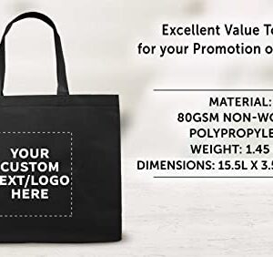 DISCOUNT PROMOS Jumbo Sized Tote Bags Set of 100, Bulk Pack - Grocery, Shopping, Travel, Carry on Bag, Totes for Women, Reusable, Black