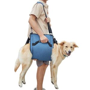 dog carry sling, emergency backpack pet legs support & rehabilitation dog lift harness for nail trimming, dog carrier for senior dogs joint injuries, arthritis, up and down stairs (xl, blue)