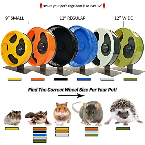 Silent Runner 12" Wide + Cage Attachment + Autoclean Track - Silent, Fast, Durable Exercise Wheel - Sugar Gliders, Degus, Rats, Hedgehogs, Prairie Dogs & Small Pets