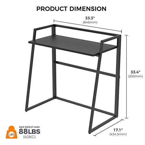 Eureka Ergonomic 33 inch Folding Desk Table, Home Office Collapsible Study Writing PC Laptop Small Computer Desk for Small Spaces No Assembly, Black