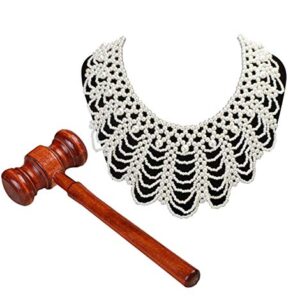 ZYIJUNY Ruth Ginsburg Style Dissent Collar Wooden Courtroom Gavel for RGB Halloween Cosplay Party Favors for Girls