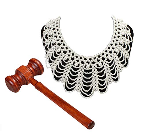 ZYIJUNY Ruth Ginsburg Style Dissent Collar Wooden Courtroom Gavel for RGB Halloween Cosplay Party Favors for Girls