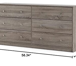 Tvilum 6 Drawer Double Dresser, Truffle Gray