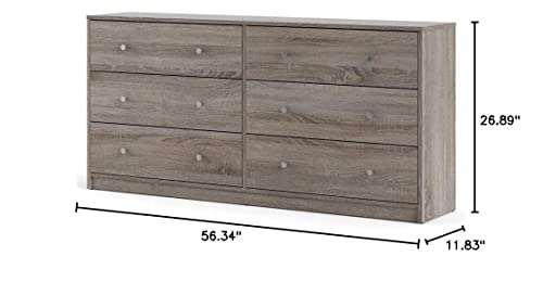 Tvilum 6 Drawer Double Dresser, Truffle Gray