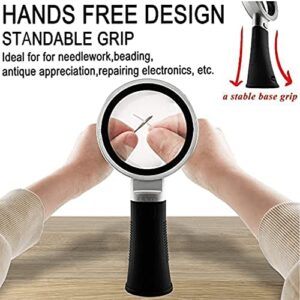 MAGDEPO 10X Lighted Magnifying Stand Loupe Reading Magnifier with 12 SMD LEDs Dimmable Lighting Modes, Perfect for Macular Degeneration, Reading, Soldering, Inspection, Cross Stitch, etc.