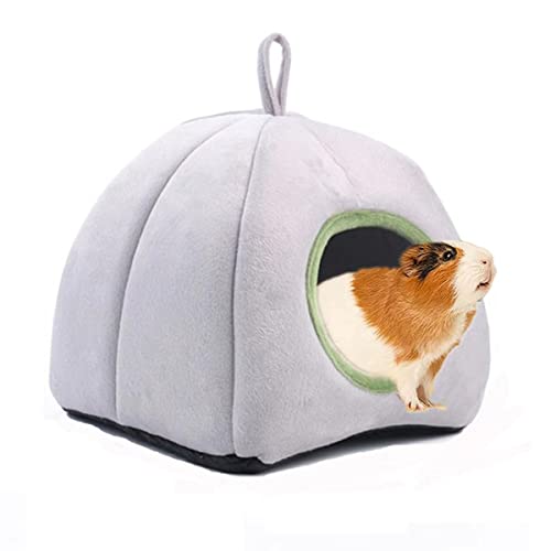 FOUUA Guinea Pig Bed, Hedgehog Hamster Hideout Warm House with Bed Mat, Small Animals Habitat Supplies for Chinchilla, Hamster, Sugar Glider, Squirrel, Bearded Drago