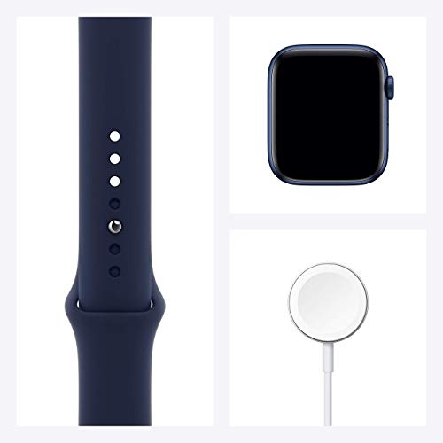 Apple Watch Series 6 (GPS, 44mm) - Blue Aluminum Case with Deep Navy Sport Band (Renewed)