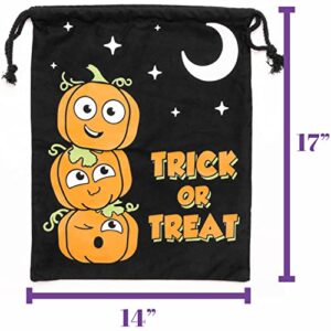 Halloween Trick or Treat Candy Bag | Washable Canvas Tote Bag | Drawstring Bag for Halloween Candy | Pumpkin