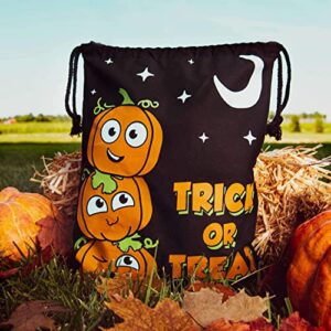 Halloween Trick or Treat Candy Bag | Washable Canvas Tote Bag | Drawstring Bag for Halloween Candy | Pumpkin