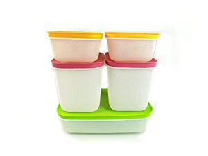 tupperware freezer mates 5 piece set: 1,1 l (2) + 1,0 l + 450 ml (2)