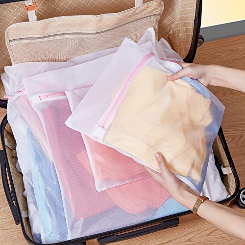 LANQI 5Pcs Multi-size Durable Mesh Laundry Bags,Houseware Laundry Bra with Zipper.Cloth Mesh Washing Bag,Travel Laundry Bags