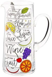 mud pie sangria glass pitcher, 67 oz | spoon 10", clear